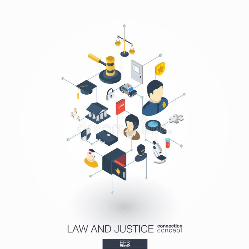 Law and Justice Integrated 3d Web Icons. Digital Network Isometric ...