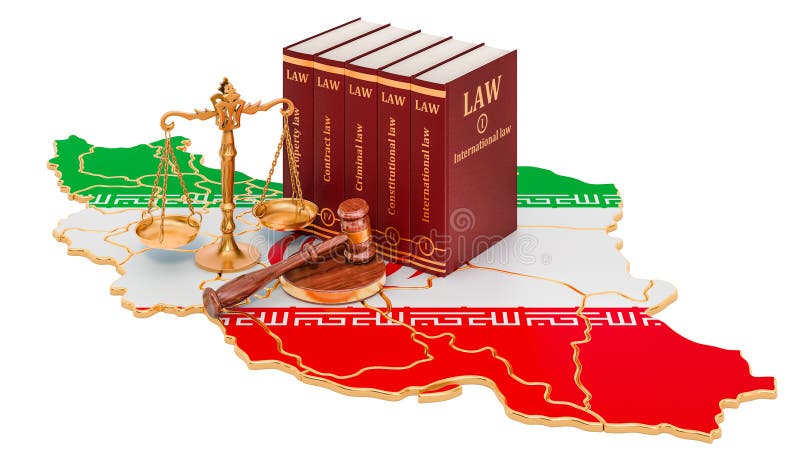 Iran Law Justice Judicial Trial Legal. Document Paper and Hammer or ...