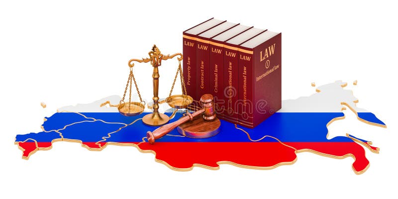 Law And Justice In Russia Concept, 3D Rendering Stock Illustration ...