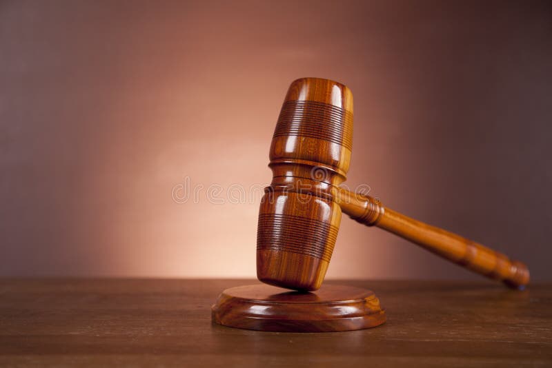 Law and Justice Stuff on Wooden Table, Dark Background Stock Image ...
