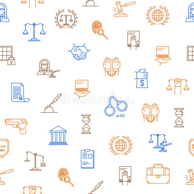 Law and Lawyer Thin Line Seamless Pattern Background. Vector Stock ...