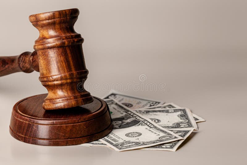 Law Mallet and a Stack of Money Stock Image - Image of courtroom ...