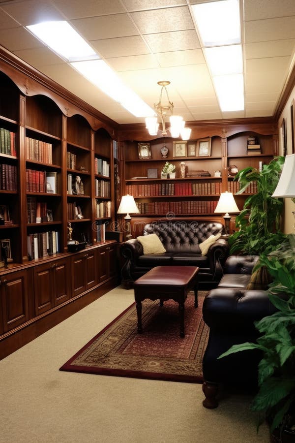 Law Office Interior with Bookshelves Stock Illustration - Illustration ...