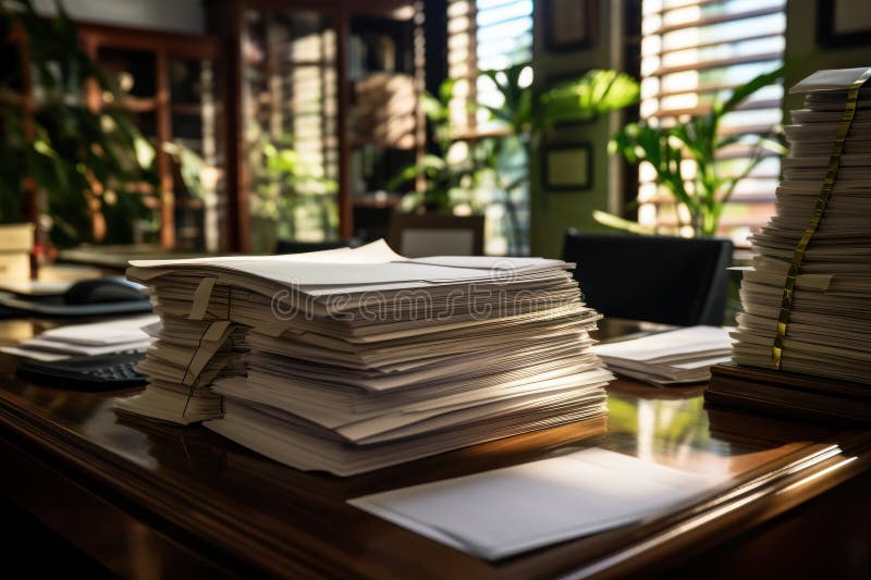 A Law Office with a Stack of Legal Documents, Illustrating Its ...