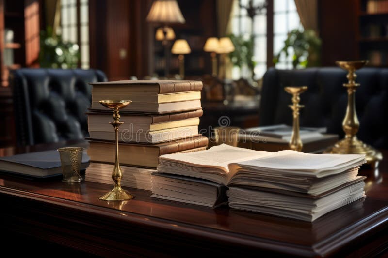 A Law Office with a Stack of Legal Documents, Illustrating Its ...