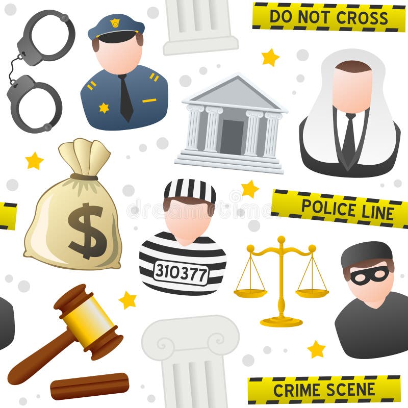 Law & Order Icons Seamless Pattern Stock Vector - Illustration of ...