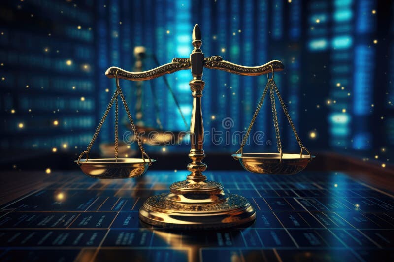 Law Scales on Background of Data Center, Law Scales on Background of ...