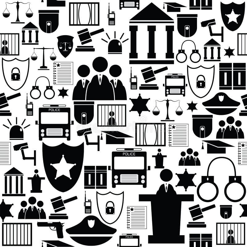 Law And Lawyer Thin Line Seamless Pattern Background. Vector Stock ...