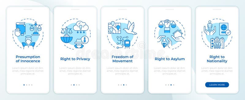 Law Security Right Blue Onboarding Mobile App Screen Stock Vector ...