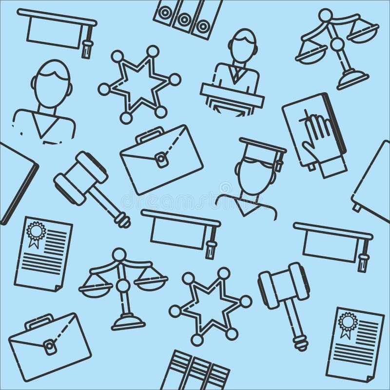 Law set pattern stock vector. Illustration of gavel, doodle - 78137116