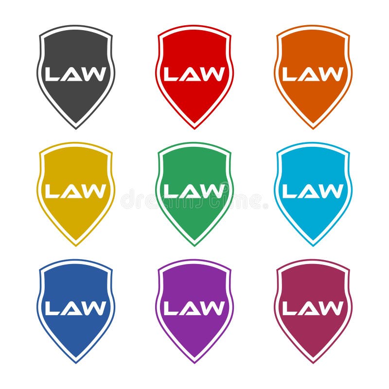 Law Shield Logo Design, Color Set Stock Vector - Illustration of abstract, label: 197759446