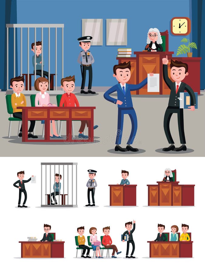 Law System Flat Composition Stock Vector - Illustration of jail ...
