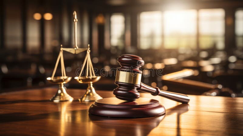 Law Theme, Mallet of the Judge, Justice Scale, Mirror Reflection ...