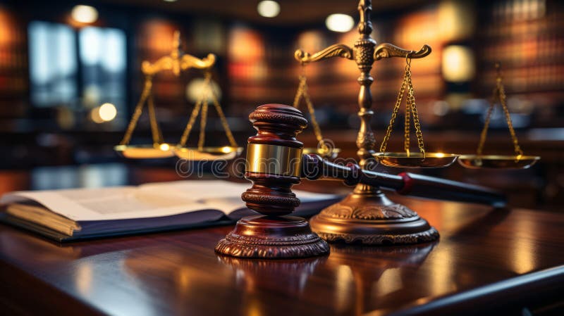 Law Theme, Mallet of the Judge, Justice Scale, Mirror Reflection ...