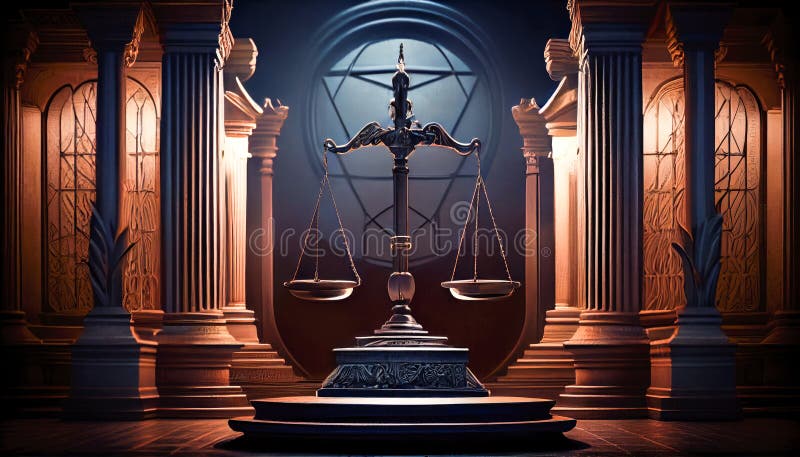 Law Theme with Scales of Justice and Scales of Justice. Generative AI ...