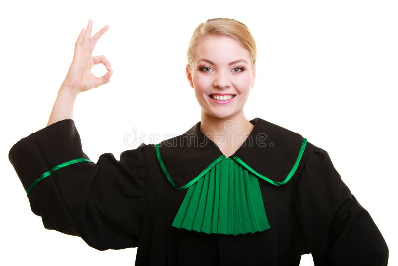 Law Woman Lawyer In Polish Gown Showing Ok Stock Image Image Of