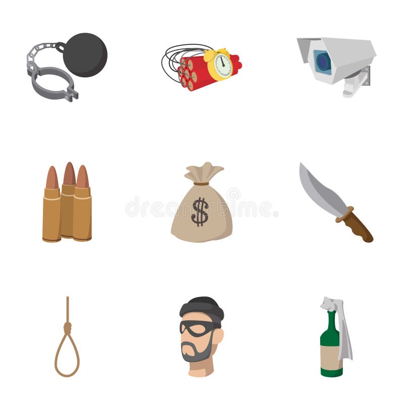 Lawlessness Icons Set Cartoon Style Stock Illustrations – 2 Lawlessness ...