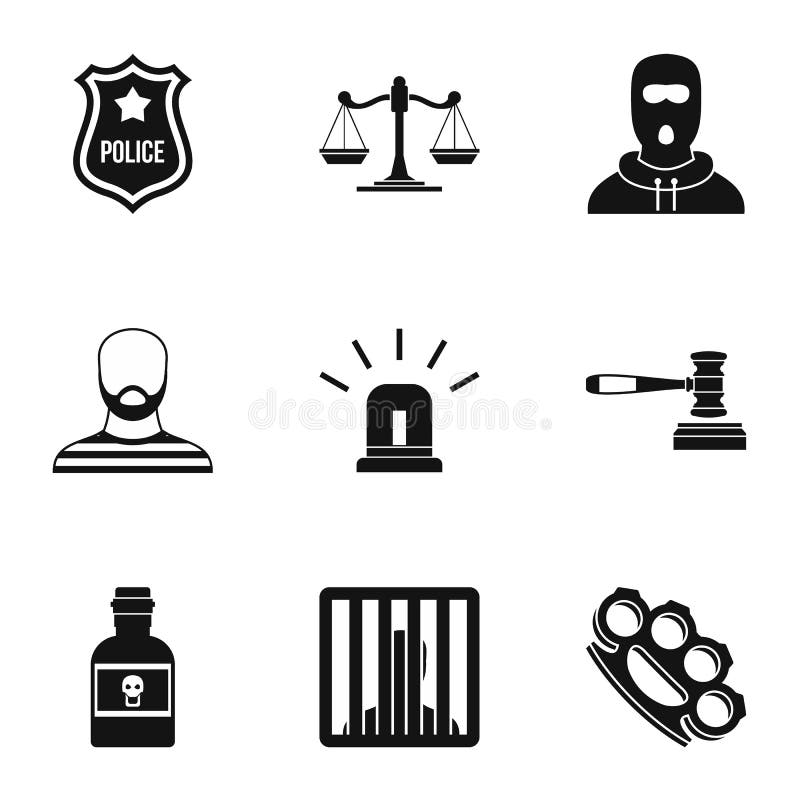 Lawlessness Icons Set, Cartoon Style Stock Vector - Illustration of ...