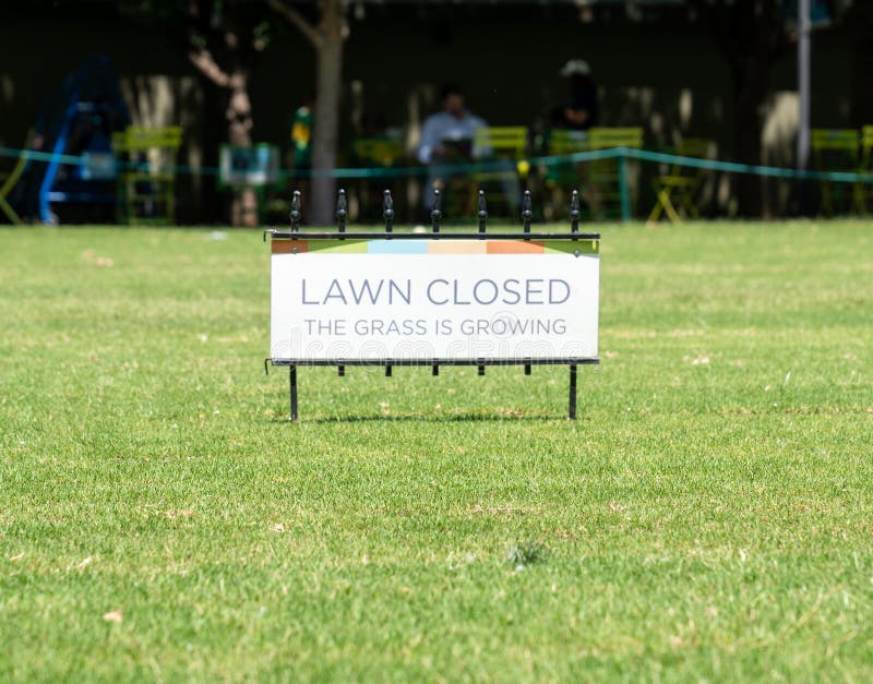 Lawn Closed, Grass is Growing Sign Stock Image - Image of maintenance ...