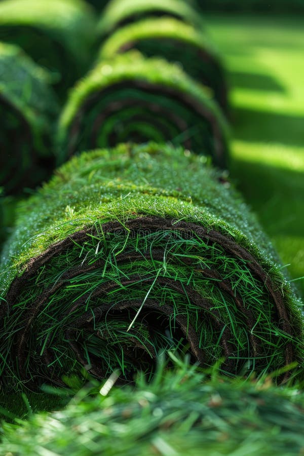 Lawn Grass in Rolls on the Lawn. Selective Focus Stock Image - Image of ...