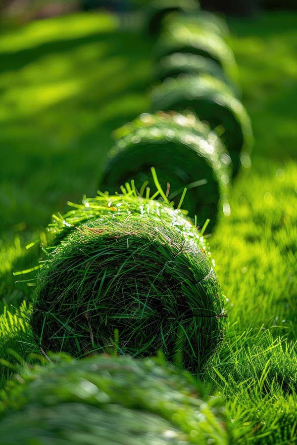 Lawn Grass in Rolls on the Lawn. Selective Focus Stock Image - Image of ...