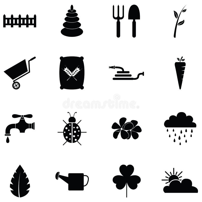 Lawn icon set stock vector. Illustration of tree, pictogram - 120566786