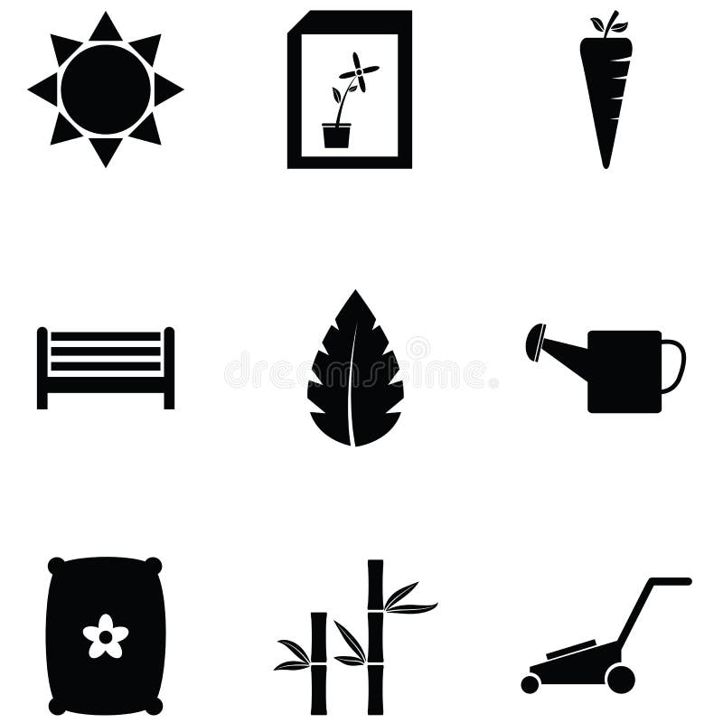 Lawn icon set stock vector. Illustration of fence, tree - 120566755