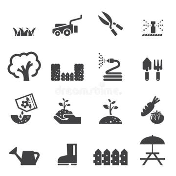 Lawn icon set stock vector. Illustration of spray, soil - 51440419