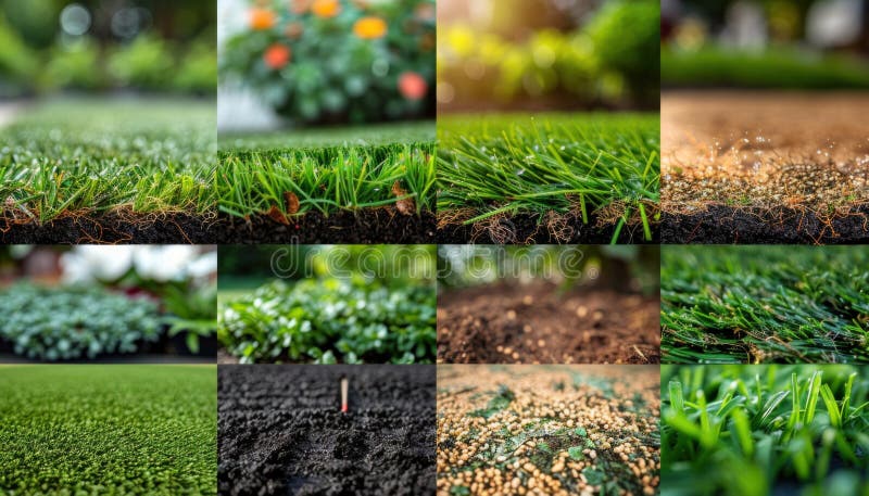 Lawn Installation Collage: the Process of Creating a Green Oasis Stock ...