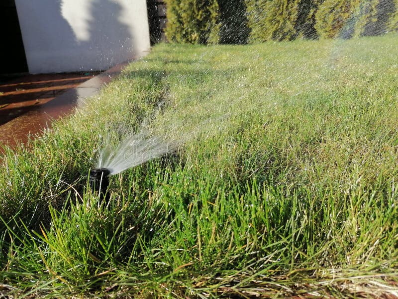 Lawn irrigation flow stock photo. Image of irrigation - 180461560
