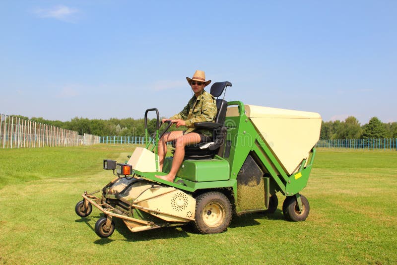 Lawn man mower stock image. Image of metier, apparatus - 25353451