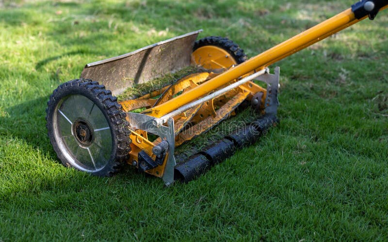 Lawn Mower for Cutting the Grass Manually Stock Photo - Image of yard ...