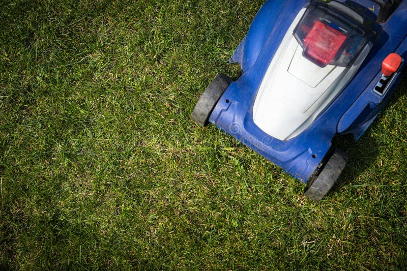 A Lawn Mower is Cutting Green Grass, the Gardener with a Lawn Mower is ...