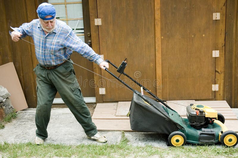 Lawn mower starting stock image. Image of owner, improvement - 967969