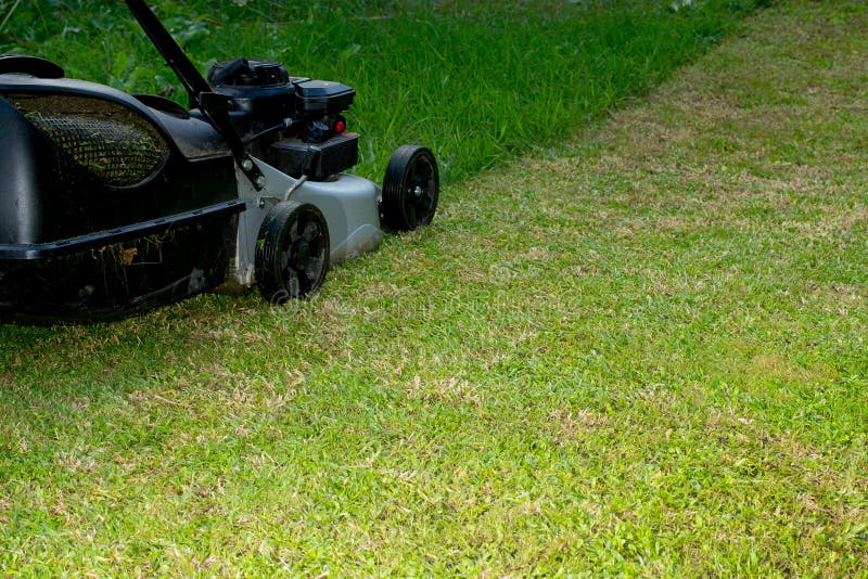 Lawn mower at work stock photo. Image of growth, grass - 70207654