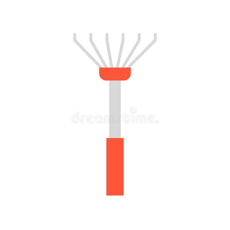 Lawn rake flat icon stock vector. Illustration of gardening - 123505826