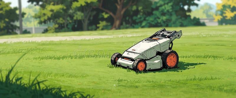 A Lawn Robot in the Middle of the Grass Yard Efficient Robotic ...