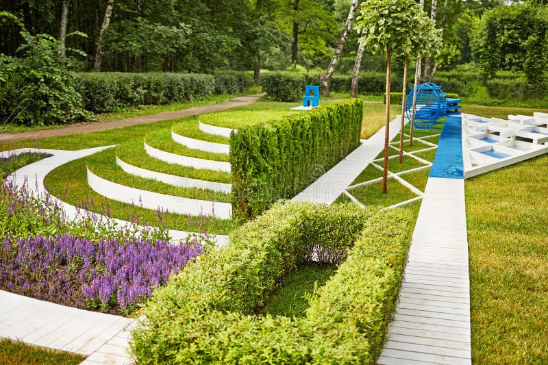 Lawn in Summer Park, Example of Landscape Stock Photo - Image of ...