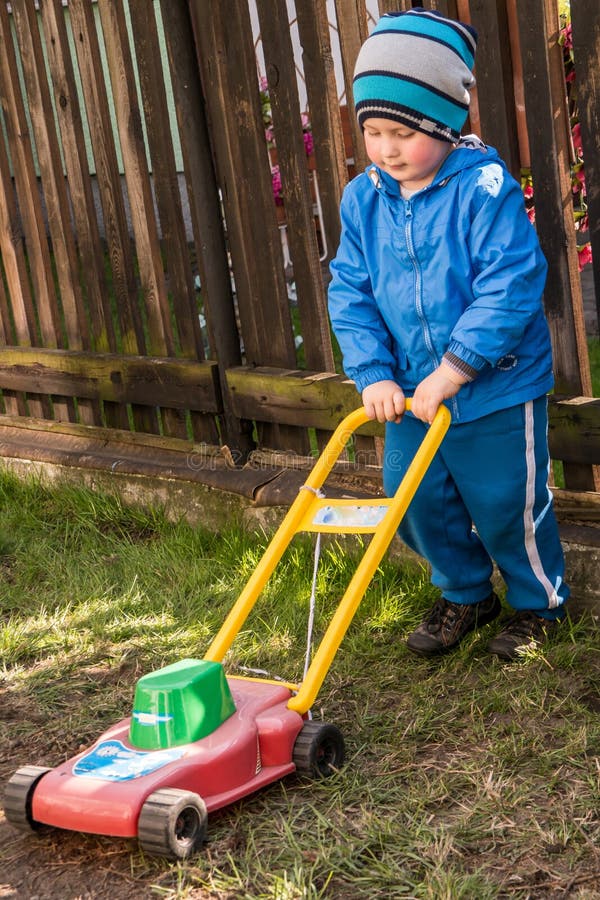 Lawnmover man stock photo. Image of garden, cute, caucasian - 54148866