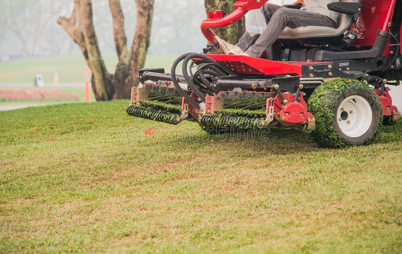 Lawnmower Cutting Grass , Second Cut Lawnmower. Stock Photo - Image of ...