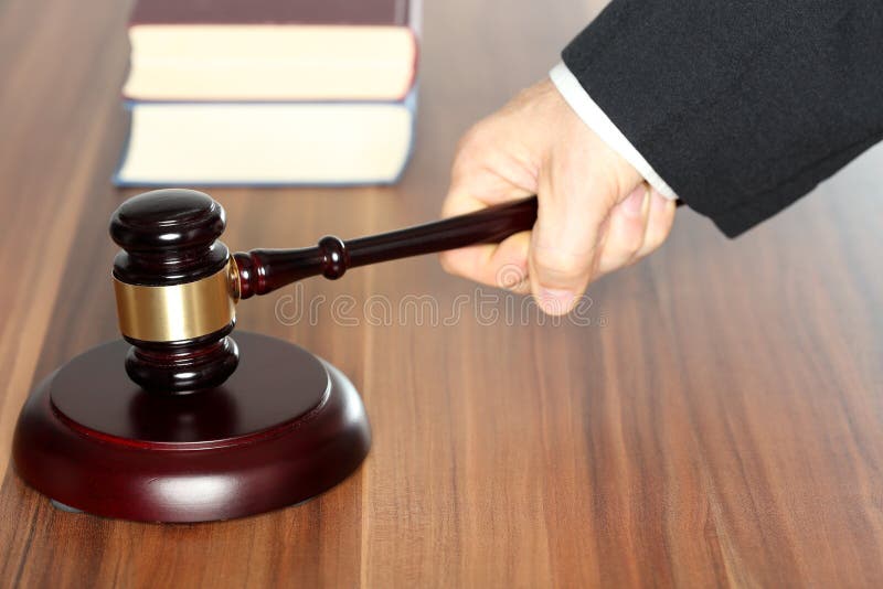 Lawyer with hammer in hand stock image. Image of mallet - 57909371