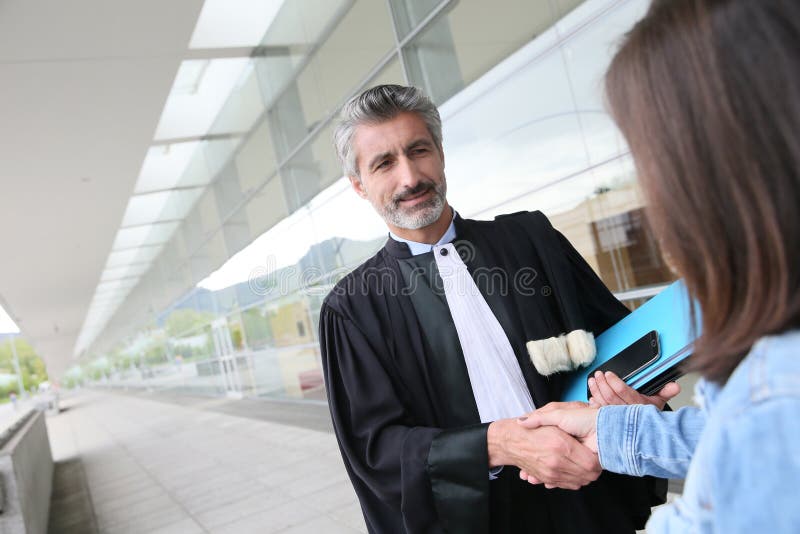 Lawyer Meeting Client at His Office Stock Photo - Image of robe ...