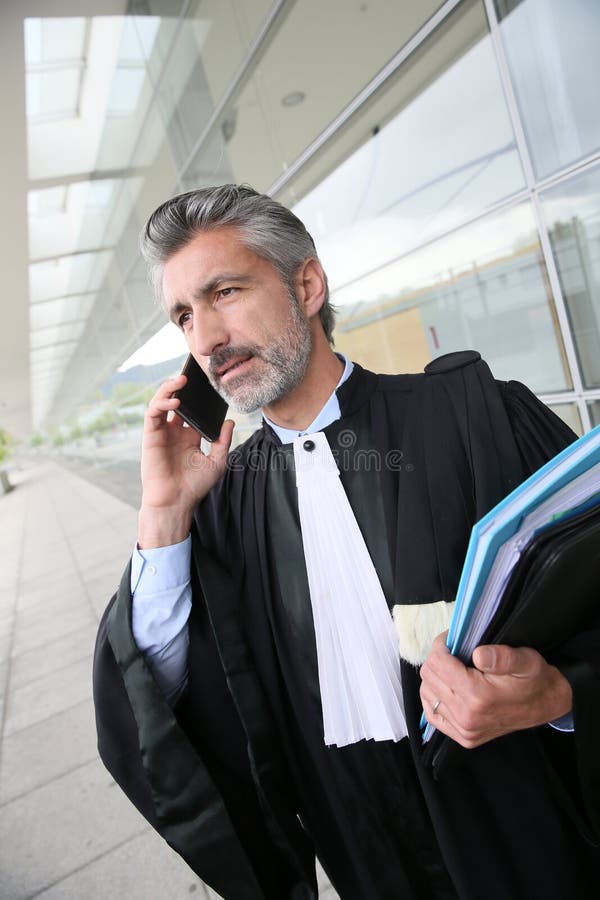 Lawyer Talking on the Phone in Front of Court Stock Photo - Image of ...