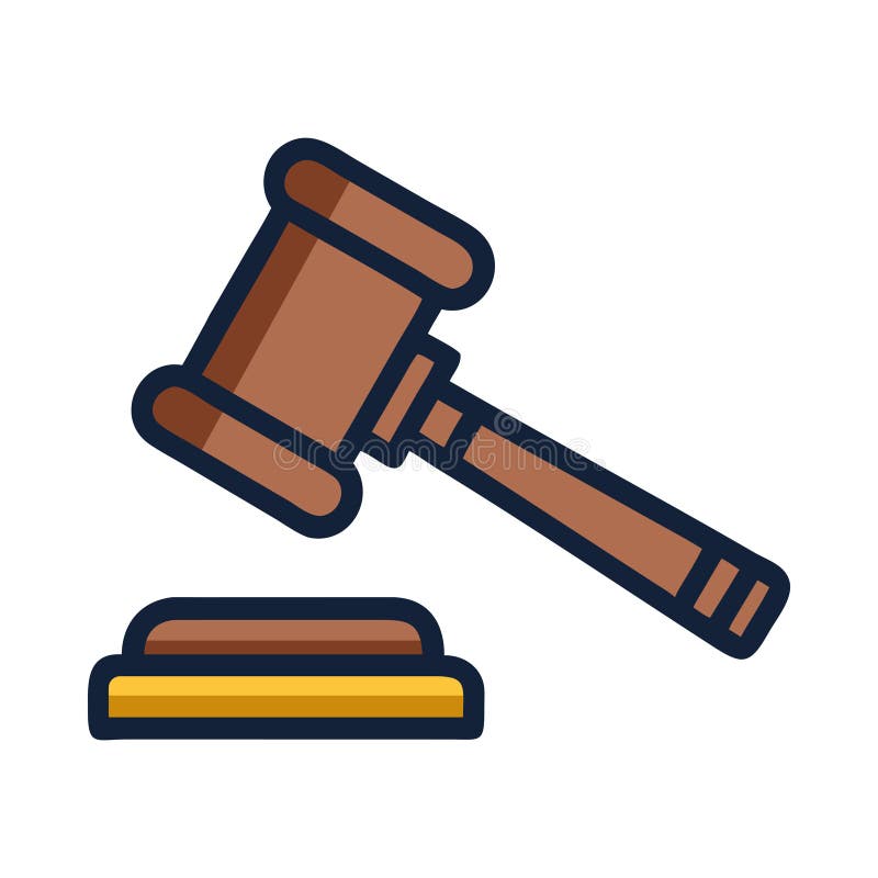 Lawyer with Gavel and Books Icon Stock Illustration - Illustration of ...