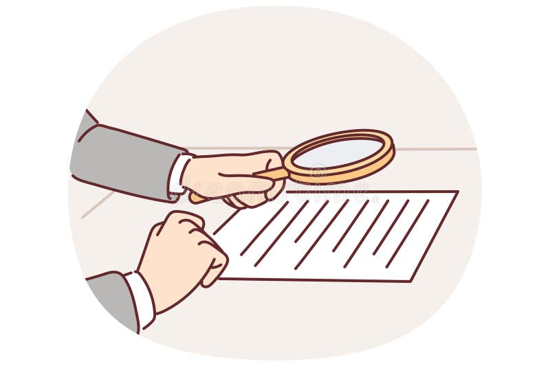 Lawyer Hands with Magnifying Glass Over Contract for Concept of ...