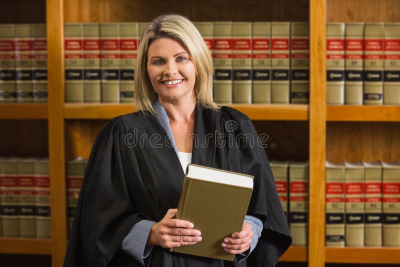 Lawyer Holding Book in the Law Library Stock Image - Image of school ...