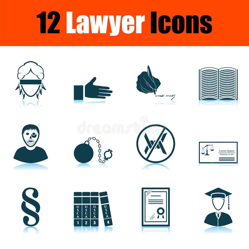 Lawyer Icon Set stock vector. Illustration of design - 146071416