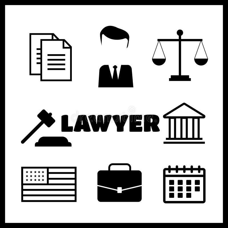 Lawyer Icons in Flat Style. Stock Illustration - Illustration of agree ...