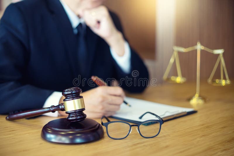 Lawyer or Judge Work in the Office with Gavel Stock Image - Image of ...