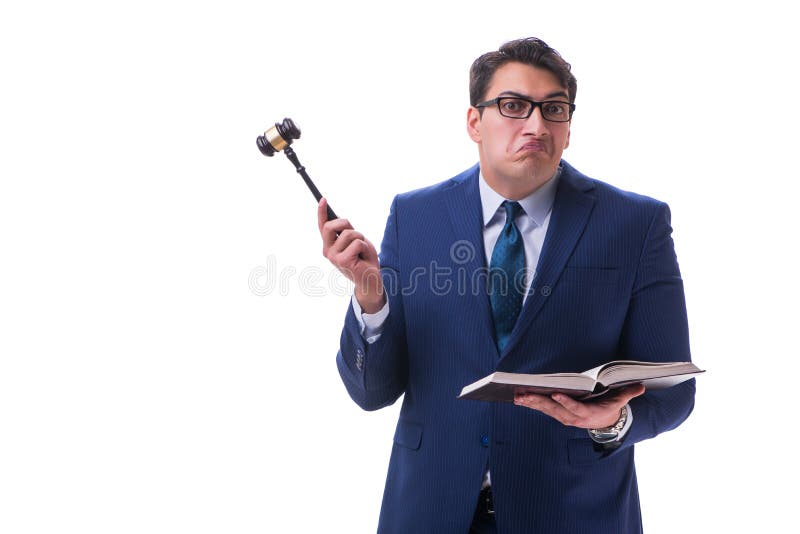The Lawyer Law Student with a Gavel Isolated on White Background Stock ...